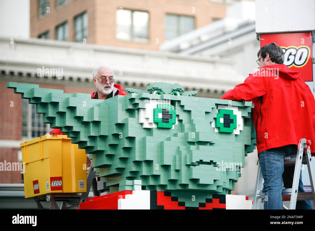 LEGO® Master Builders Steve Gerling and Erik Varszegi use a reference ...