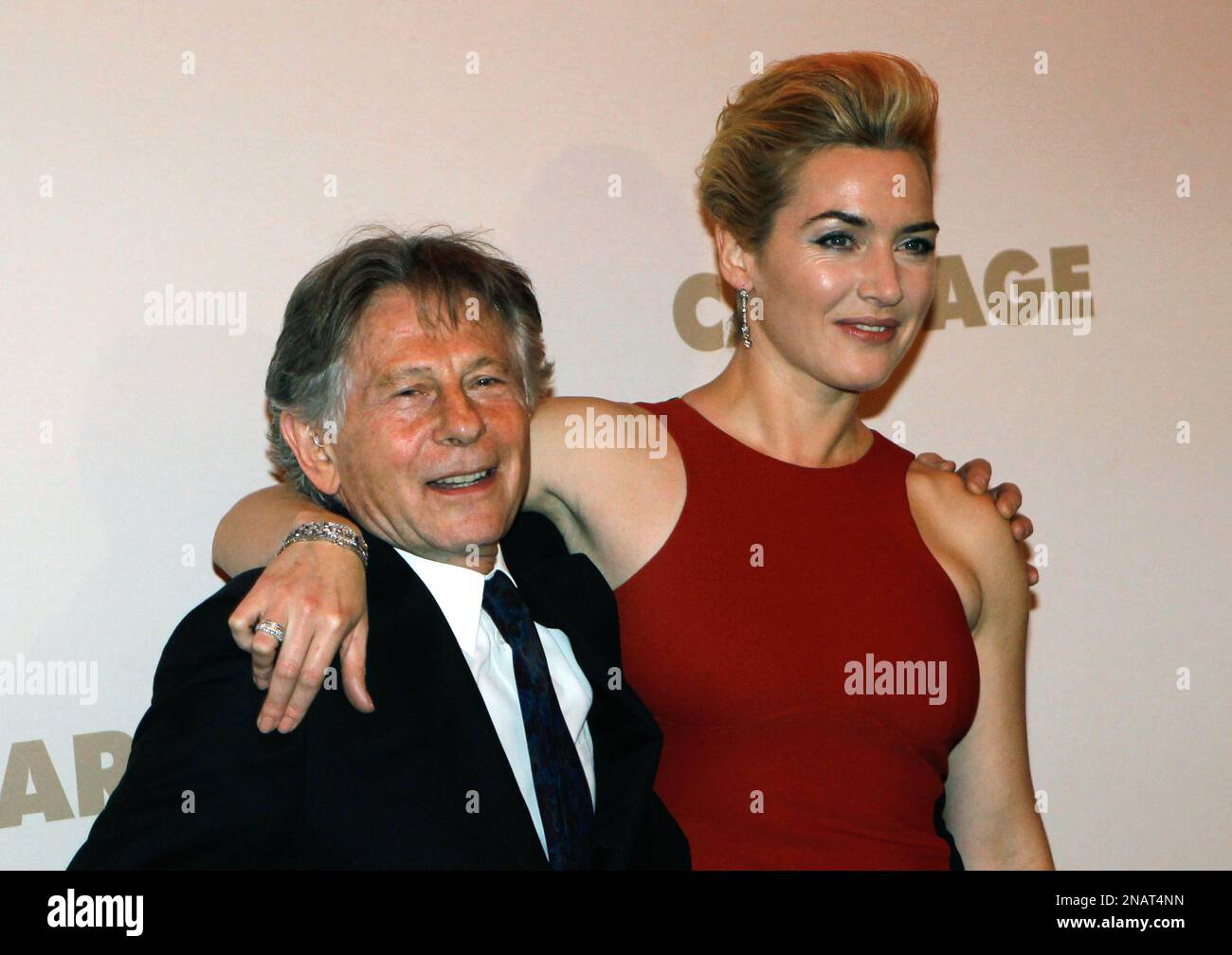 British actress Kate Winslet, right, poses with film director Roman ...