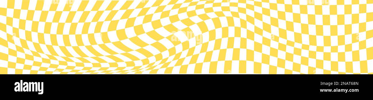 Checkered white and orange chessboard background with distortion ...