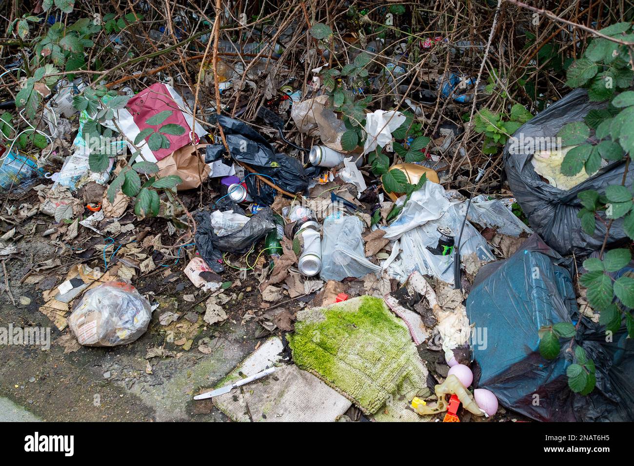 Maple Cross, Hertfordshire, UK. 12th February, 2023. Roadside litter ...