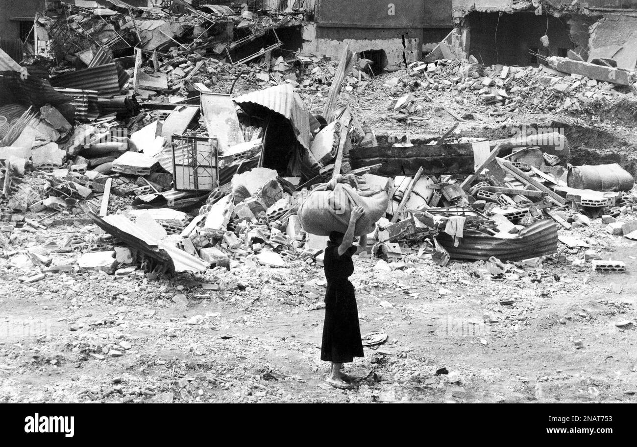 The flattened township of Sabra PLO Camp, scene of the massacre of West ...