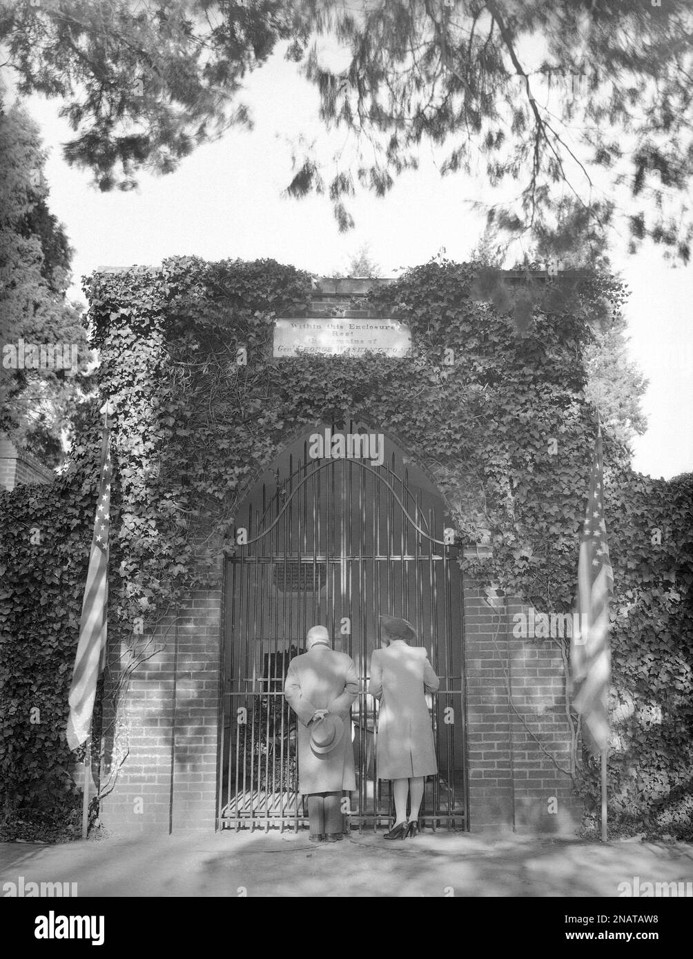 Monuments in front of tomb are for John Augustine Washington, left, and ...