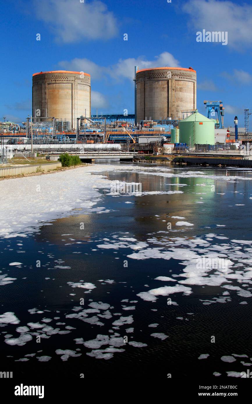 A cooling canal and the two nuclear reactor containment buildings at the Turkey Point Nuclear ...