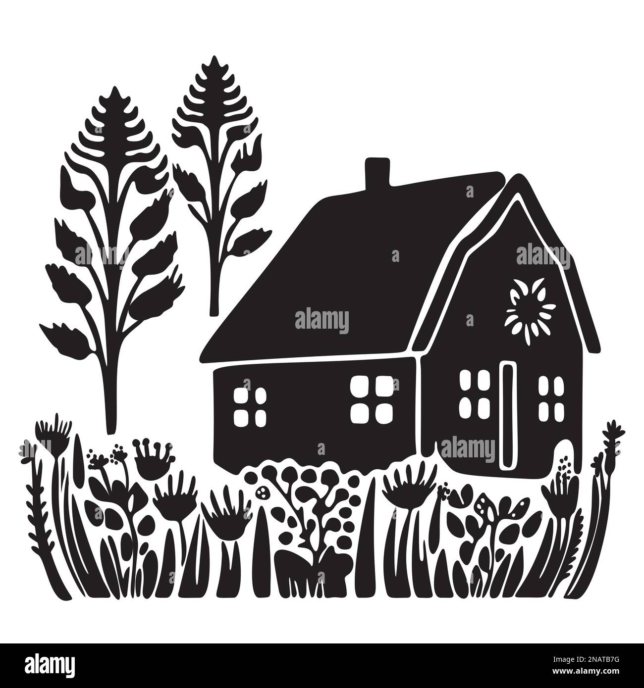 Cute rustic cottage motif in homestead vintage style. Vector ...