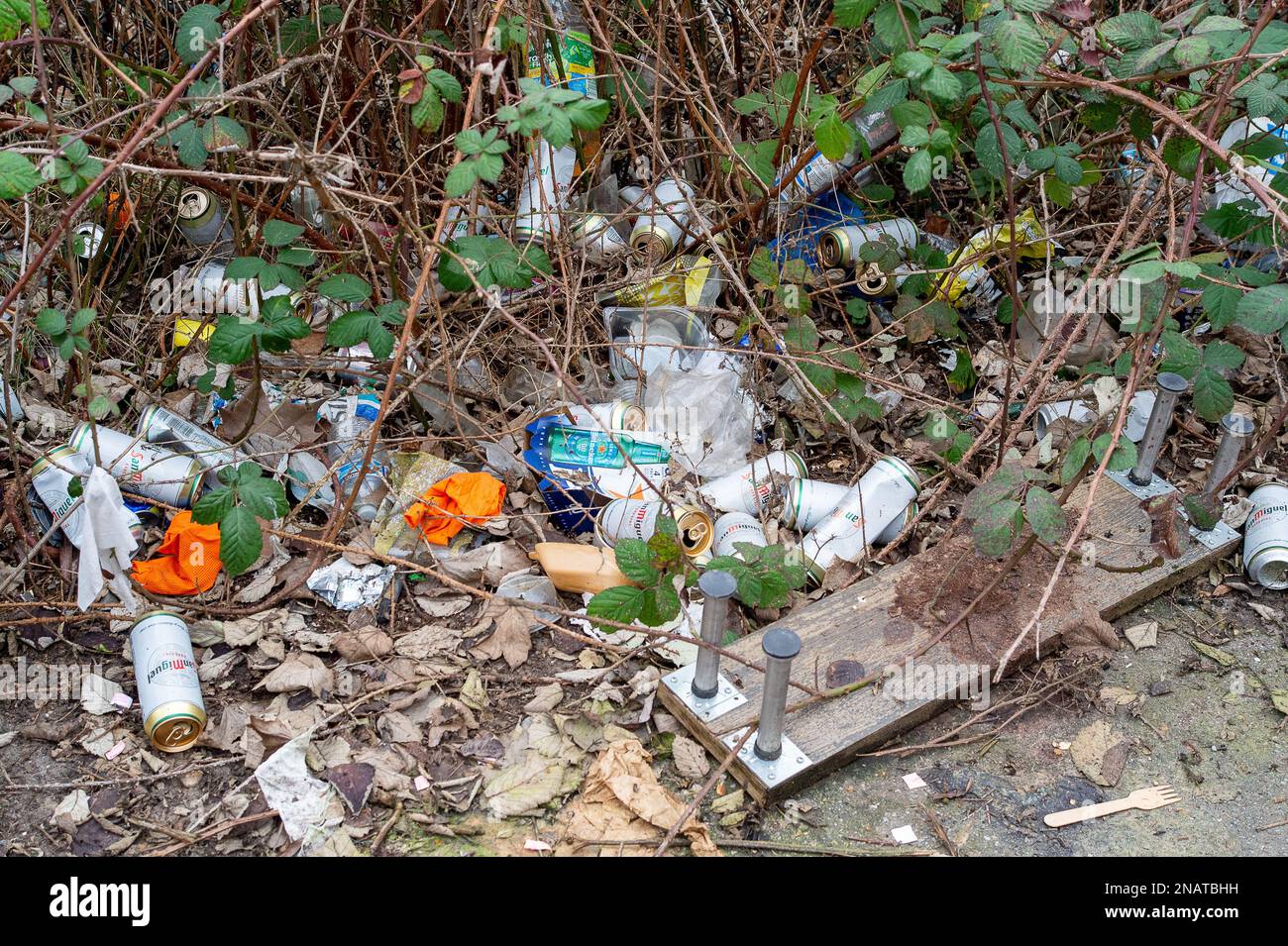 Maple Cross, Hertfordshire, UK. 12th February, 2023. Roadside litter ...