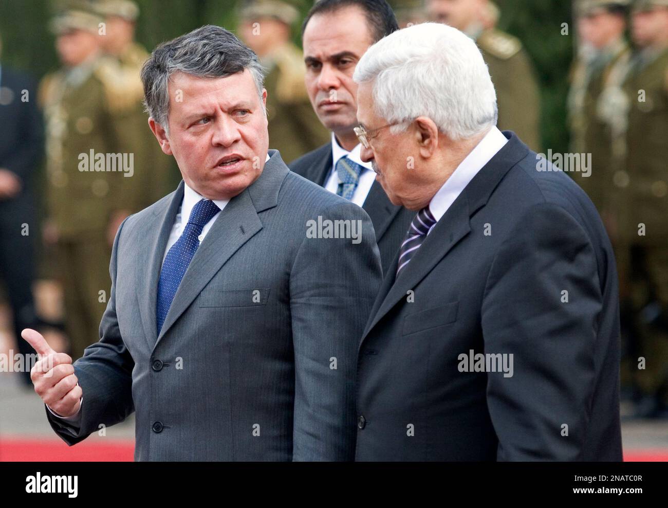 King Abdullah II of Jordan, left, and Palestinian President Mahmoud ...