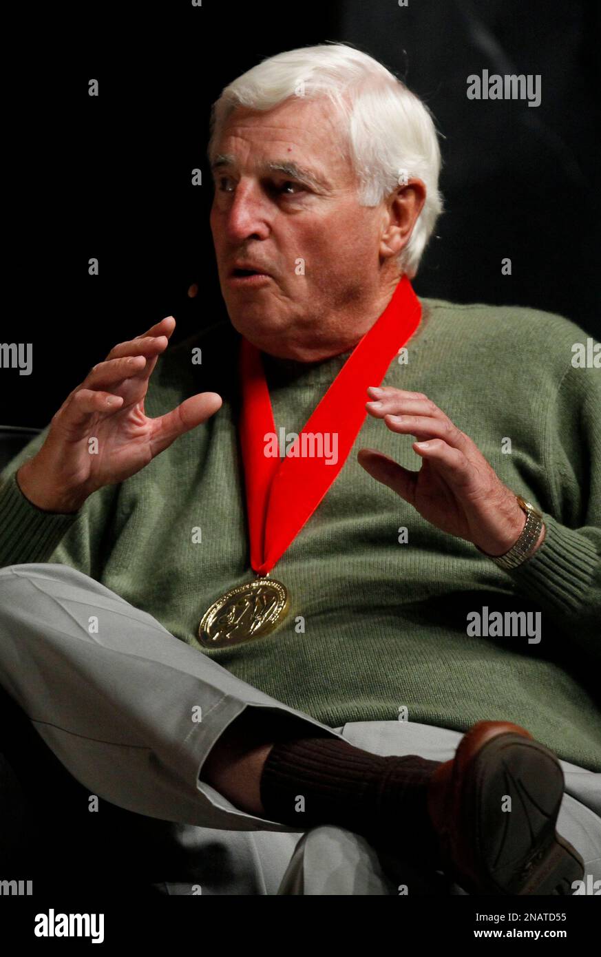 Inductee Bob Knight talks about his career during an induction ceremony ...