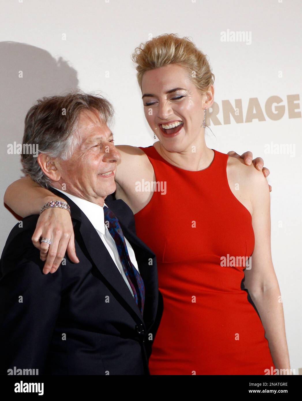 British actress Kate Winslet, right, poses with film director Roman ...