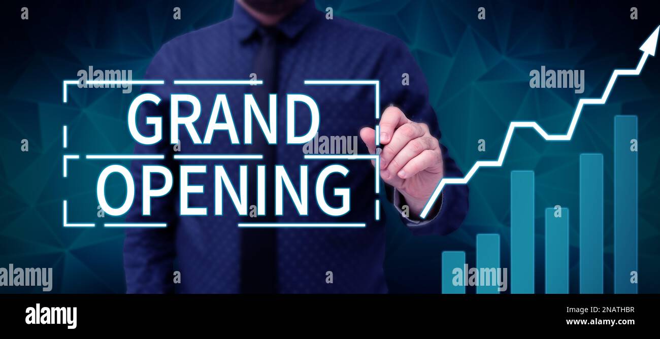 Conceptual display Grand Opening. Word for Ribbon Cutting New Business ...