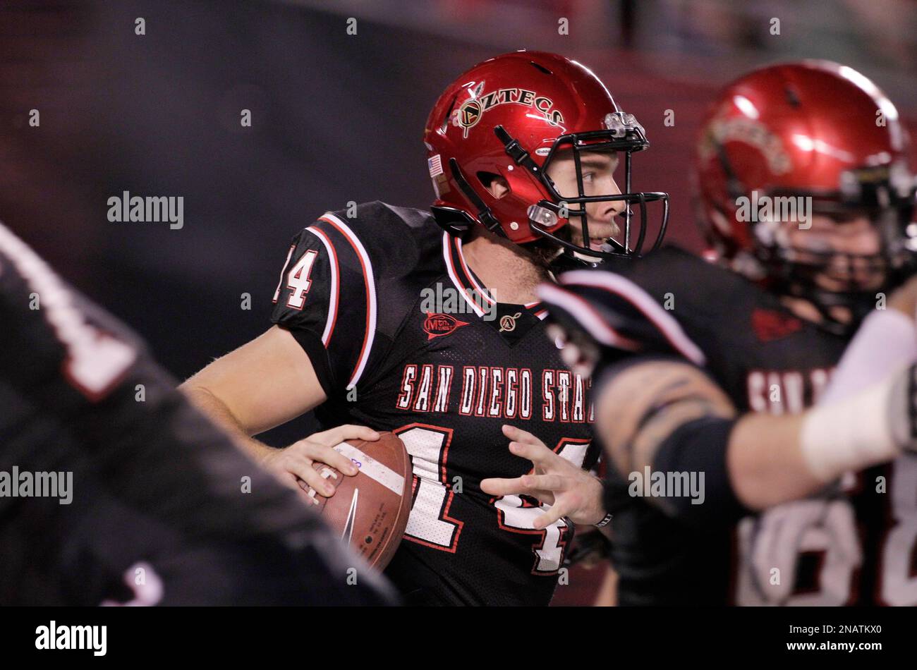 San Diego State quarterback Ryan Lindley drops back while playing Boise ...