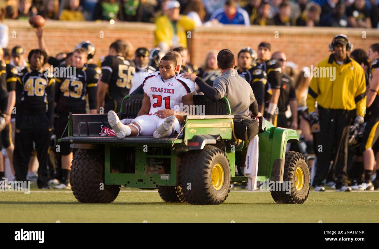 Texas Tech running back DeAndre Washington is carted off the field ...
