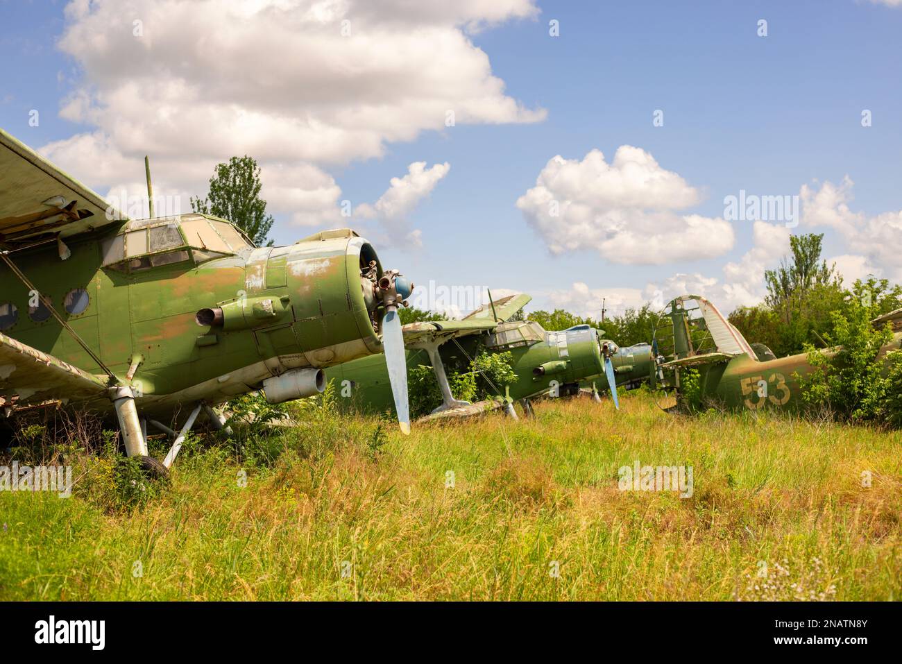 Old abandoned airfield with abandoned planes Stock Photo - Alamy