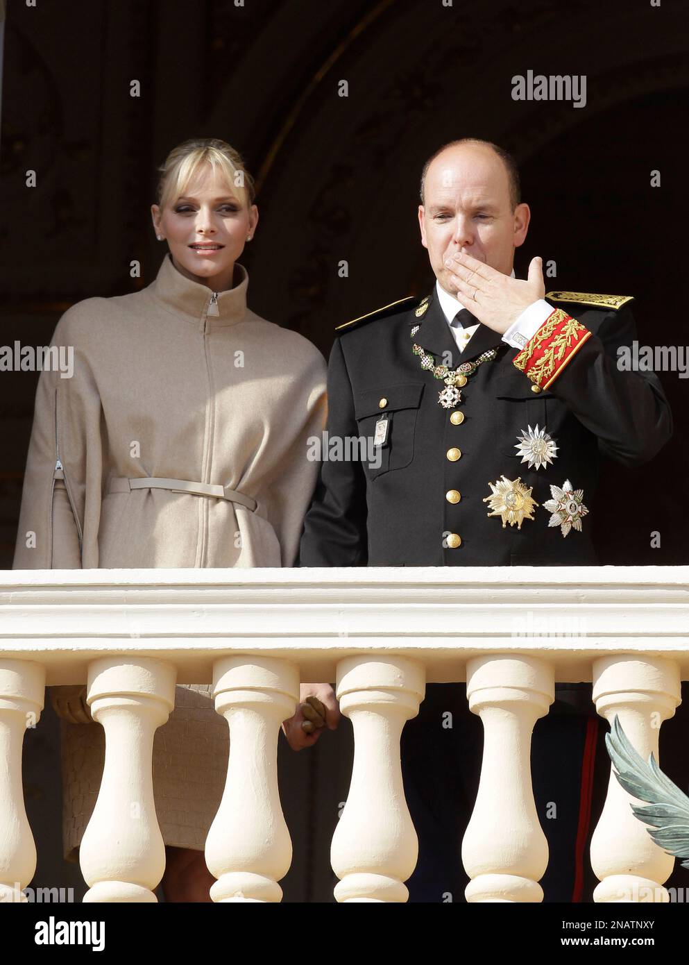Prince Albert II of Monaco with his wife Princess Charlene attend from ...
