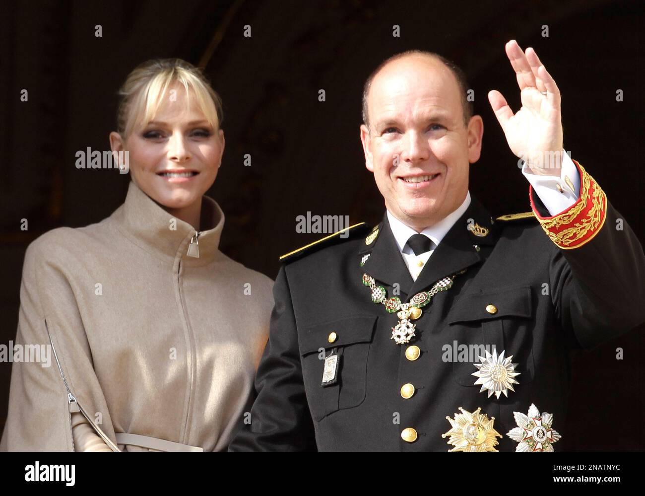 Prince Albert II of Monaco with his wife Princess Charlene attend from ...