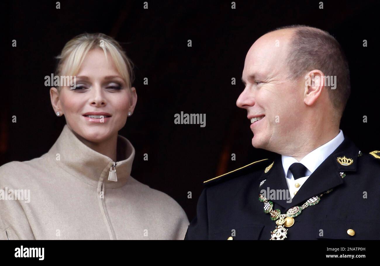 Prince Albert II of Monaco with his wife Princess Charlene attend from ...