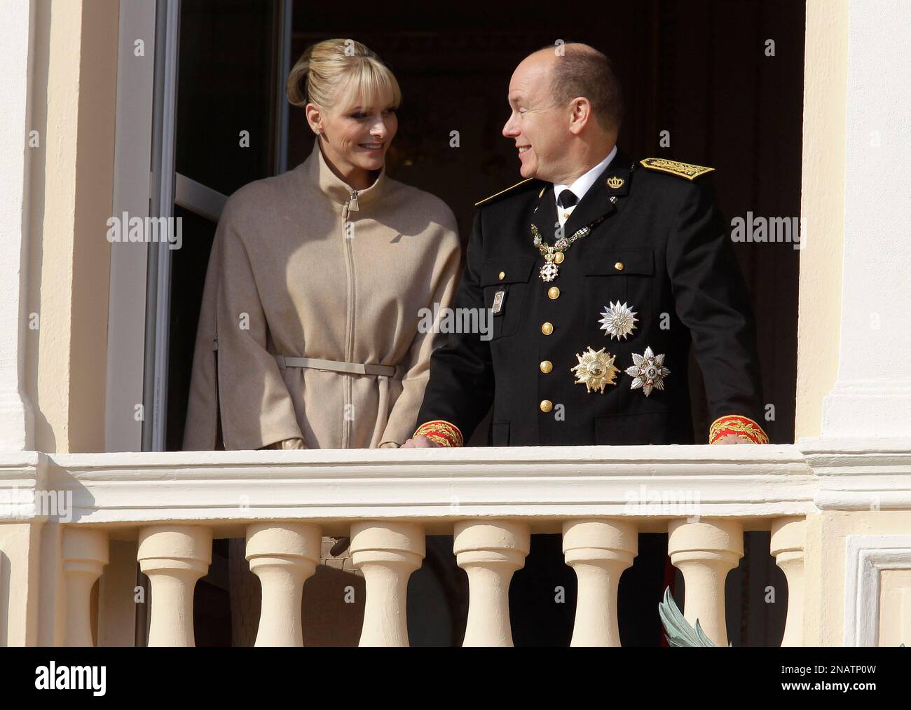 Prince Albert II of Monaco with his wife Princess Charlene attend from ...