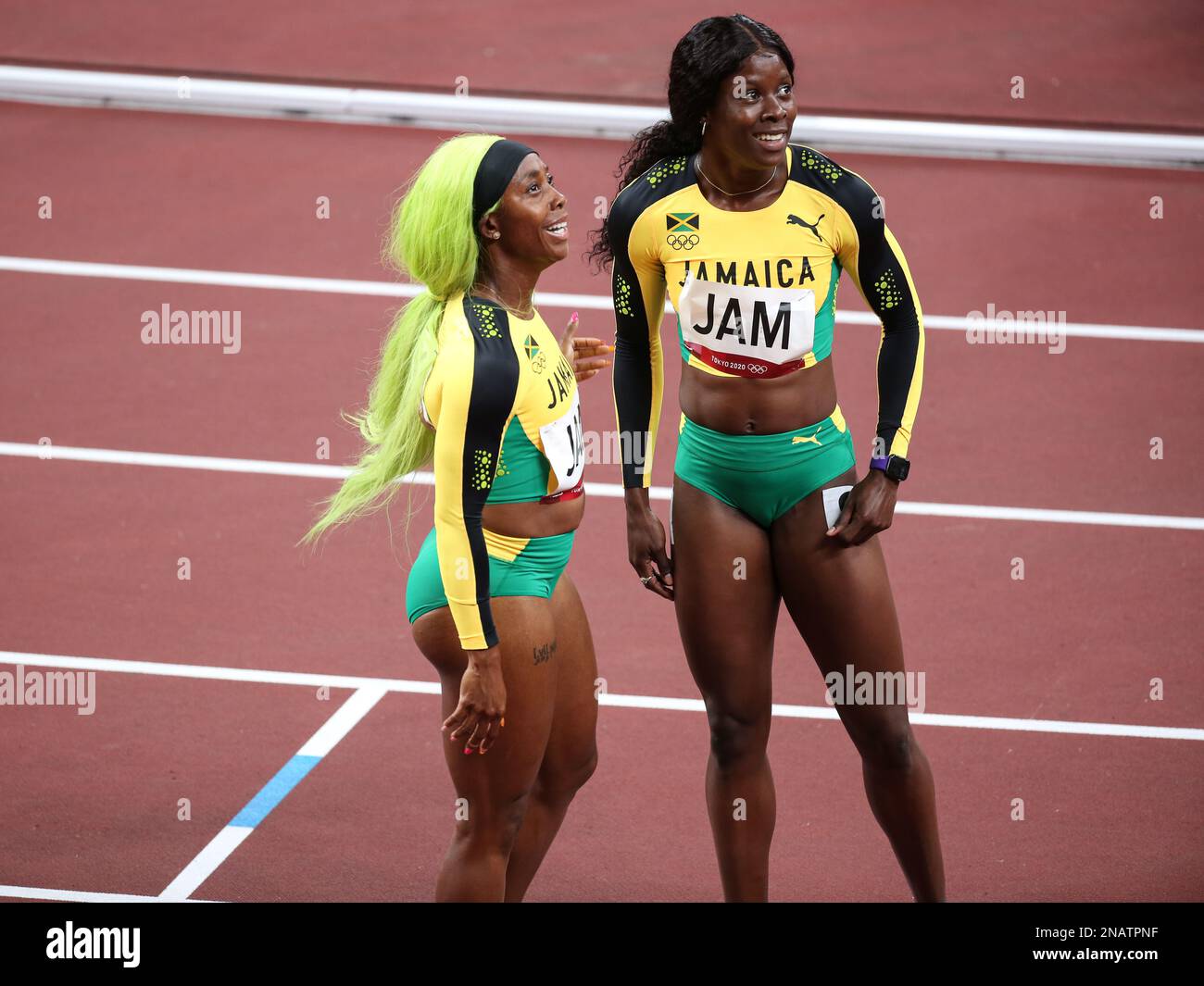 AUG 06, 2021 - Tokyo, Japan: Shelly-Ann Fraser-Pryce and Shericka ...