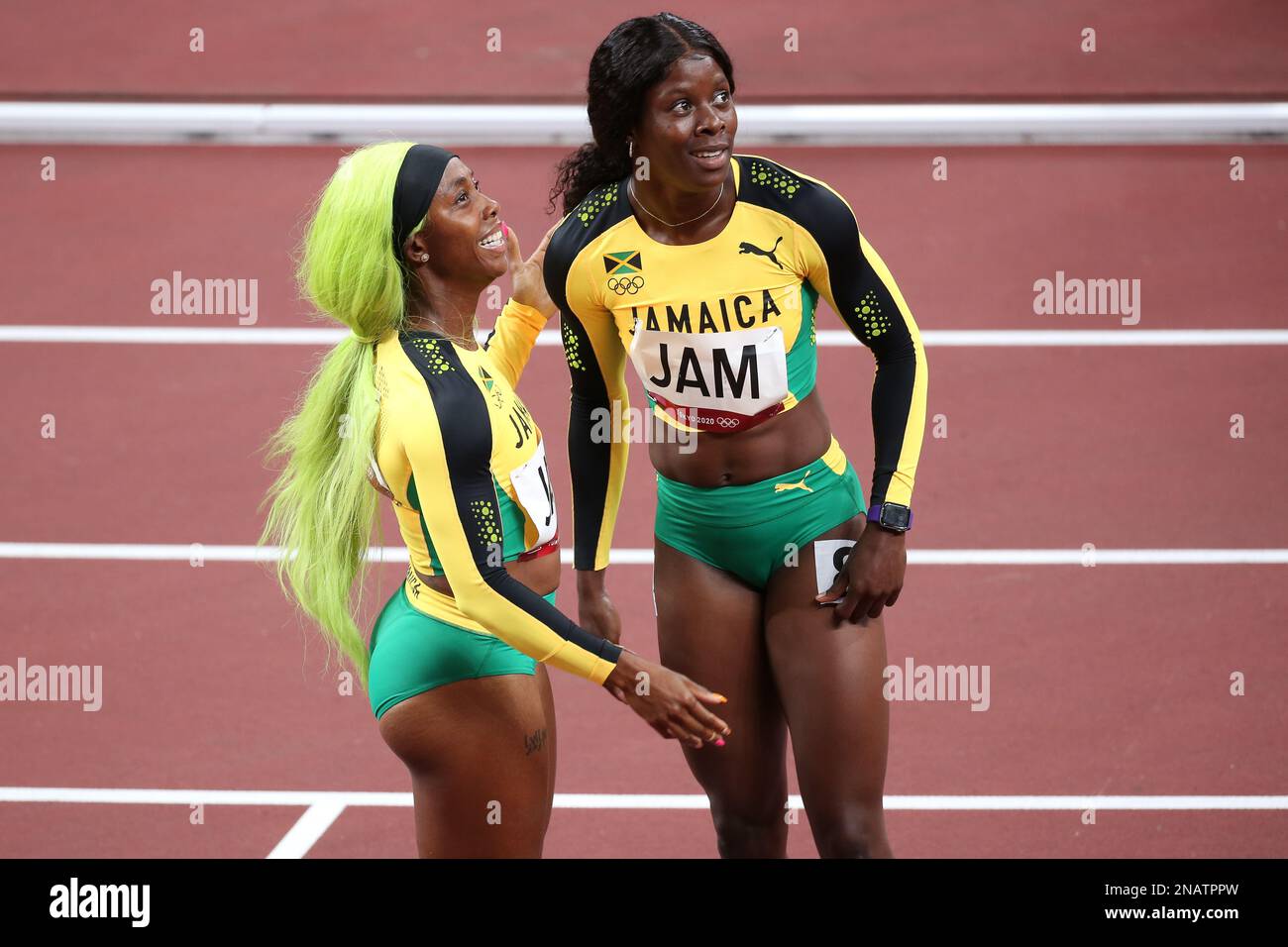 AUG 06, 2021 - Tokyo, Japan: Shelly-Ann Fraser-Pryce and Shericka ...