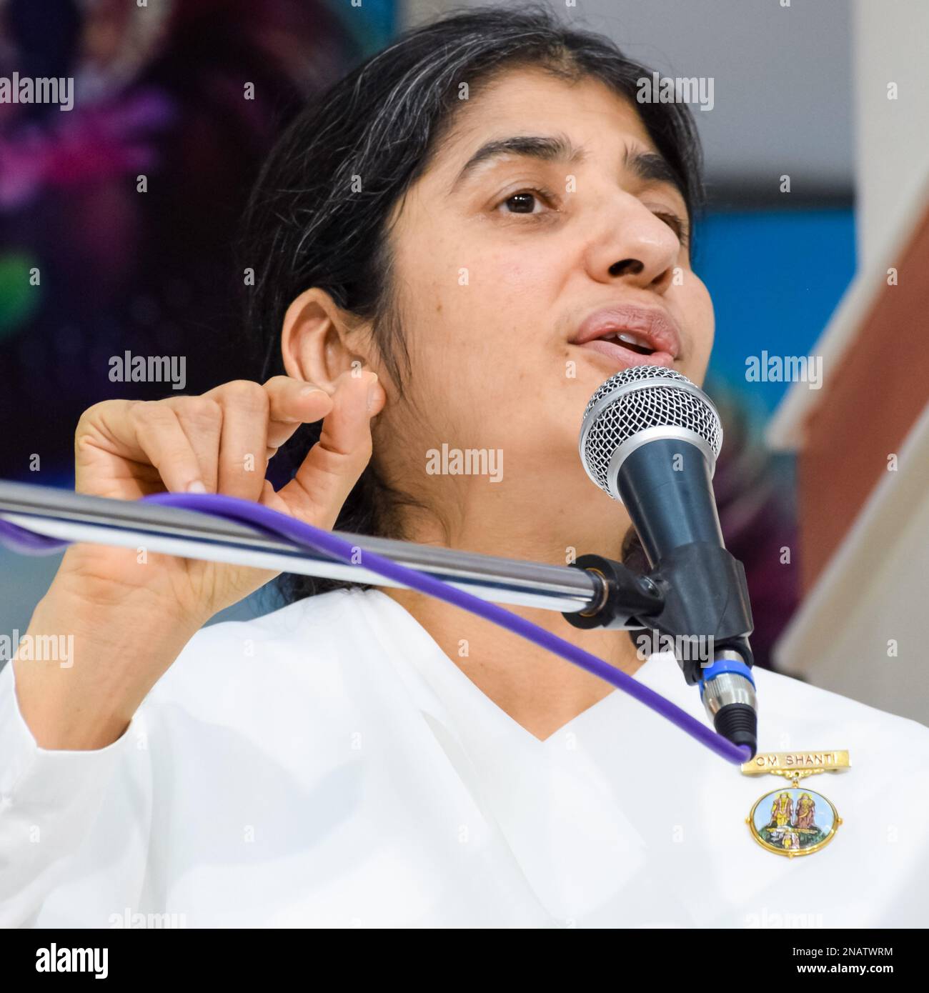 New Delhi, India, October 16 2022 - BK Shivani during meditation ...