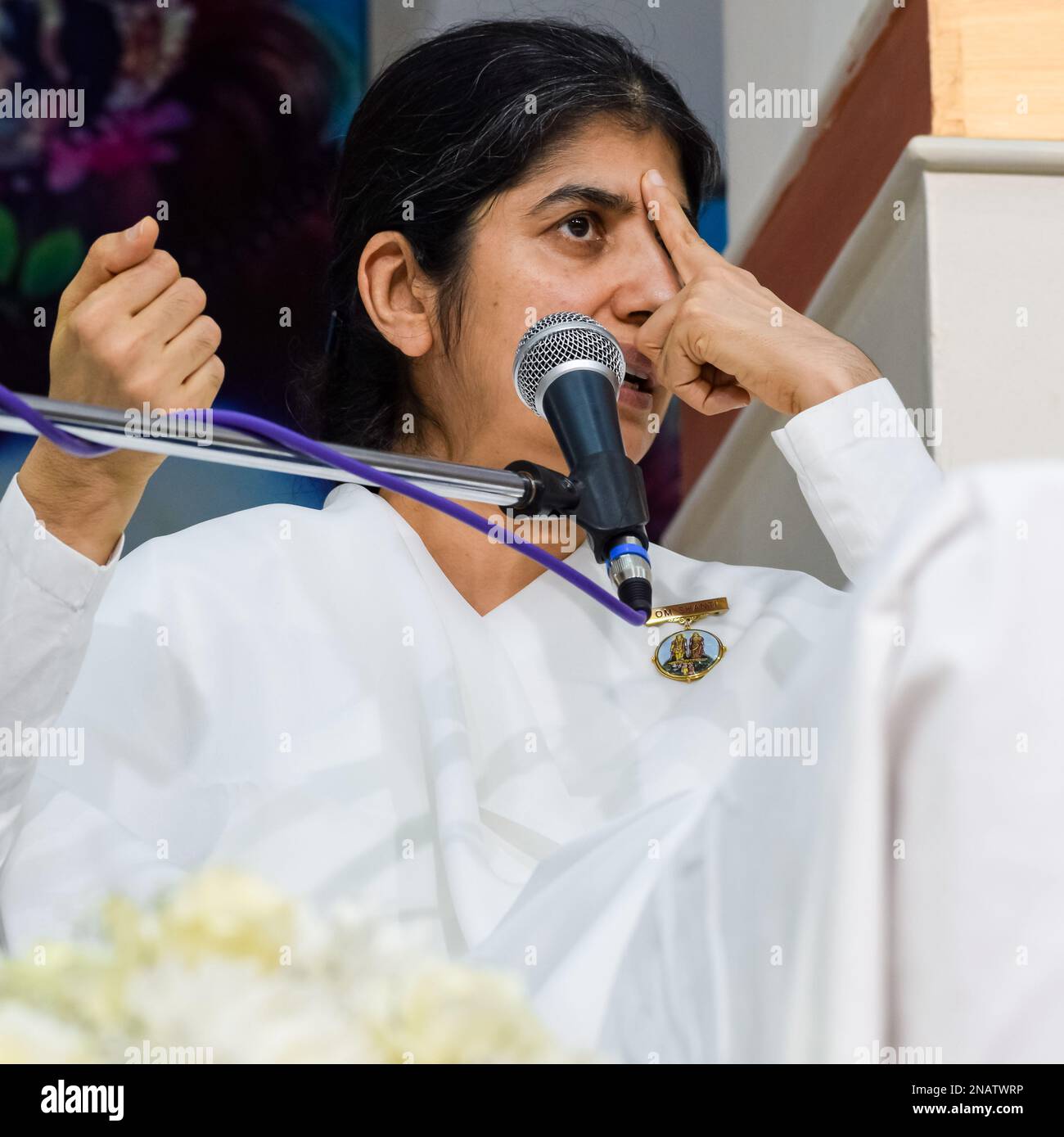 New Delhi, India, October 16 2022 - BK Shivani during meditation ...