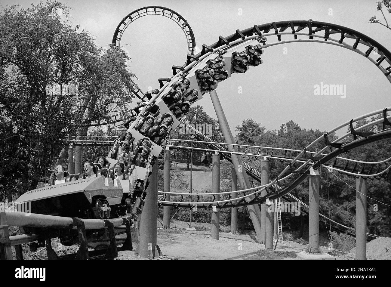 People ride the roller coaster in Kennywood Park near West Miflin, Penn ...