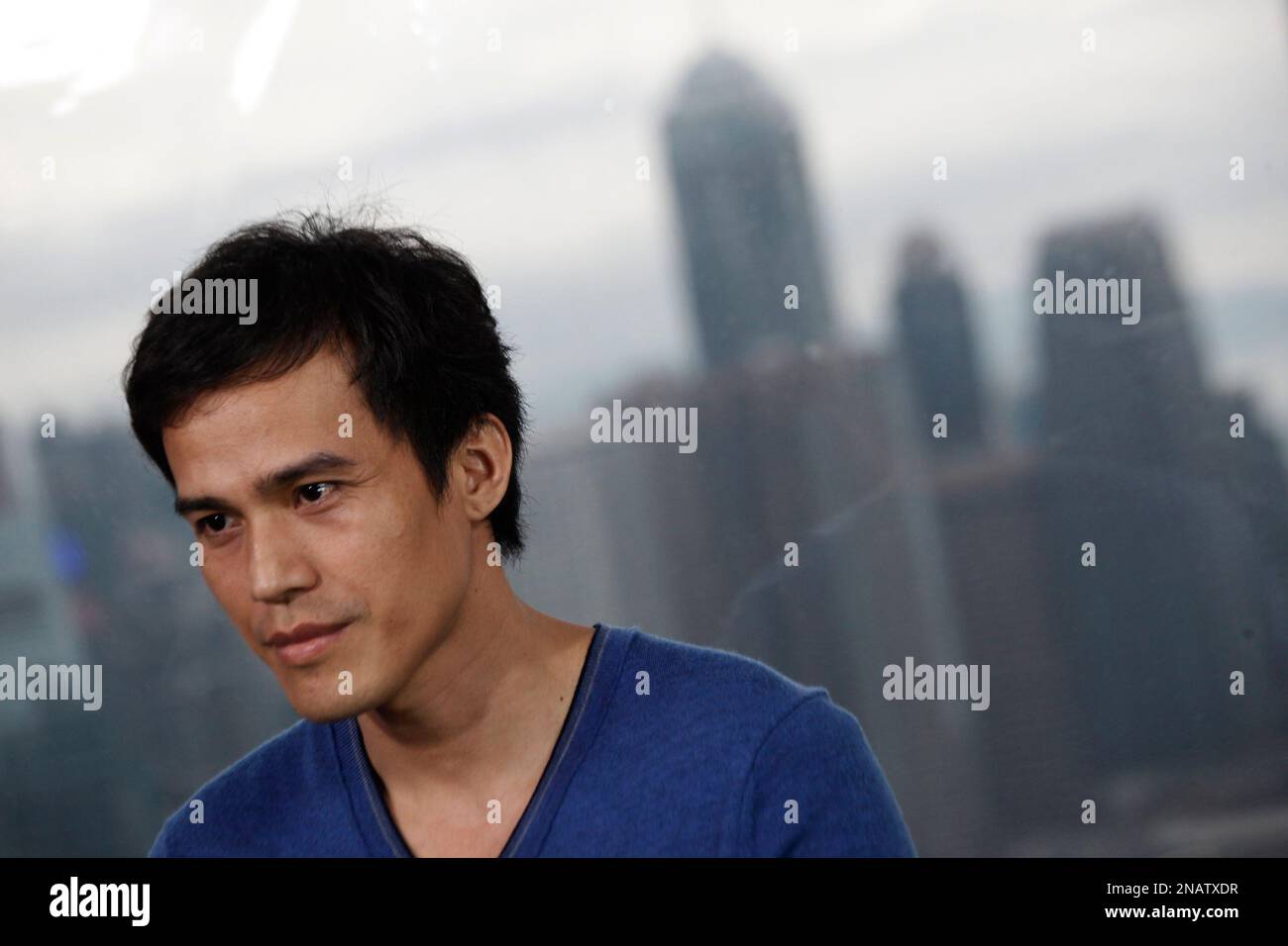 Taiwanese actor Da Ching reacts during an interview in Hong Kong Friday ...