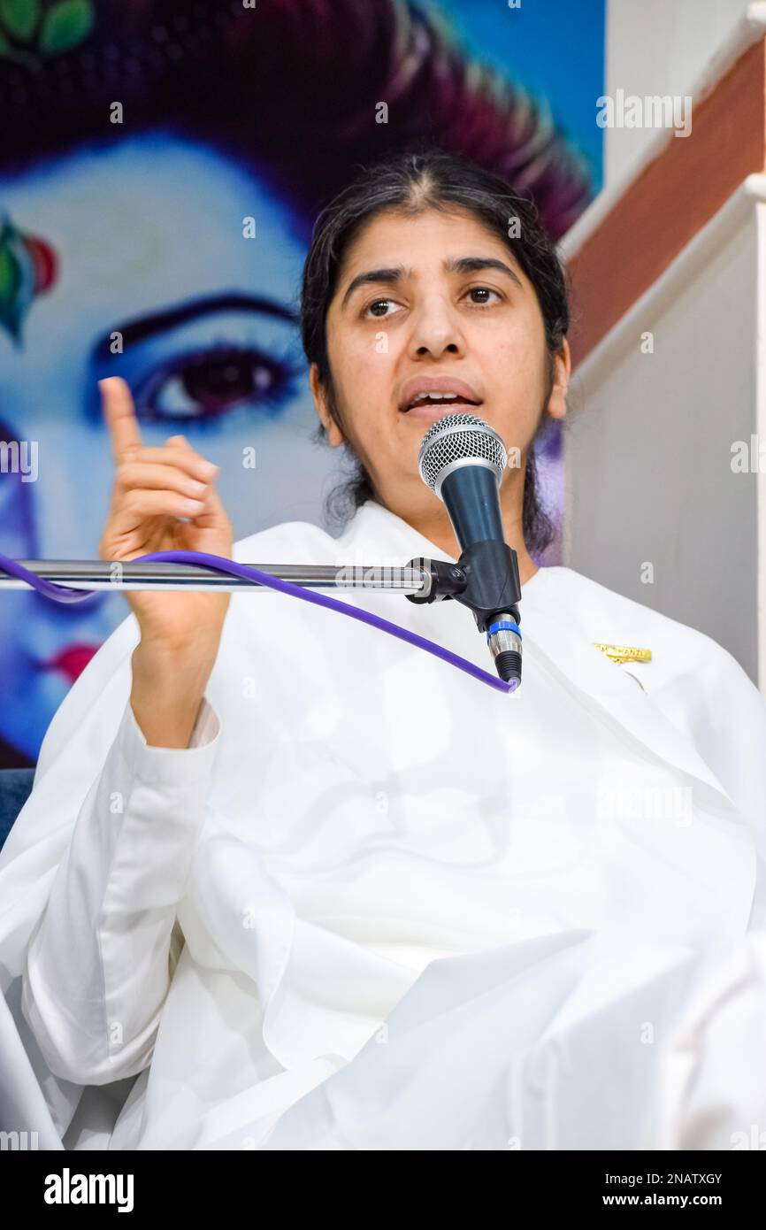 New Delhi, India, October 16 2022 - BK Shivani during meditation ...