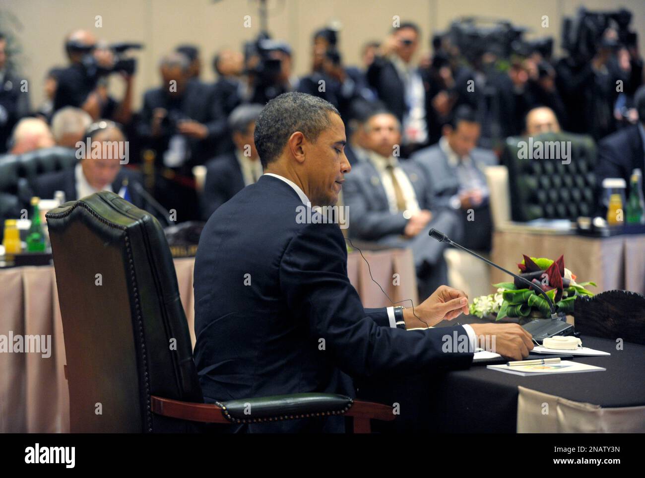 U.S. President Barack Obama attends the U.S.-ASEAN meeting in Nusa Dua ...