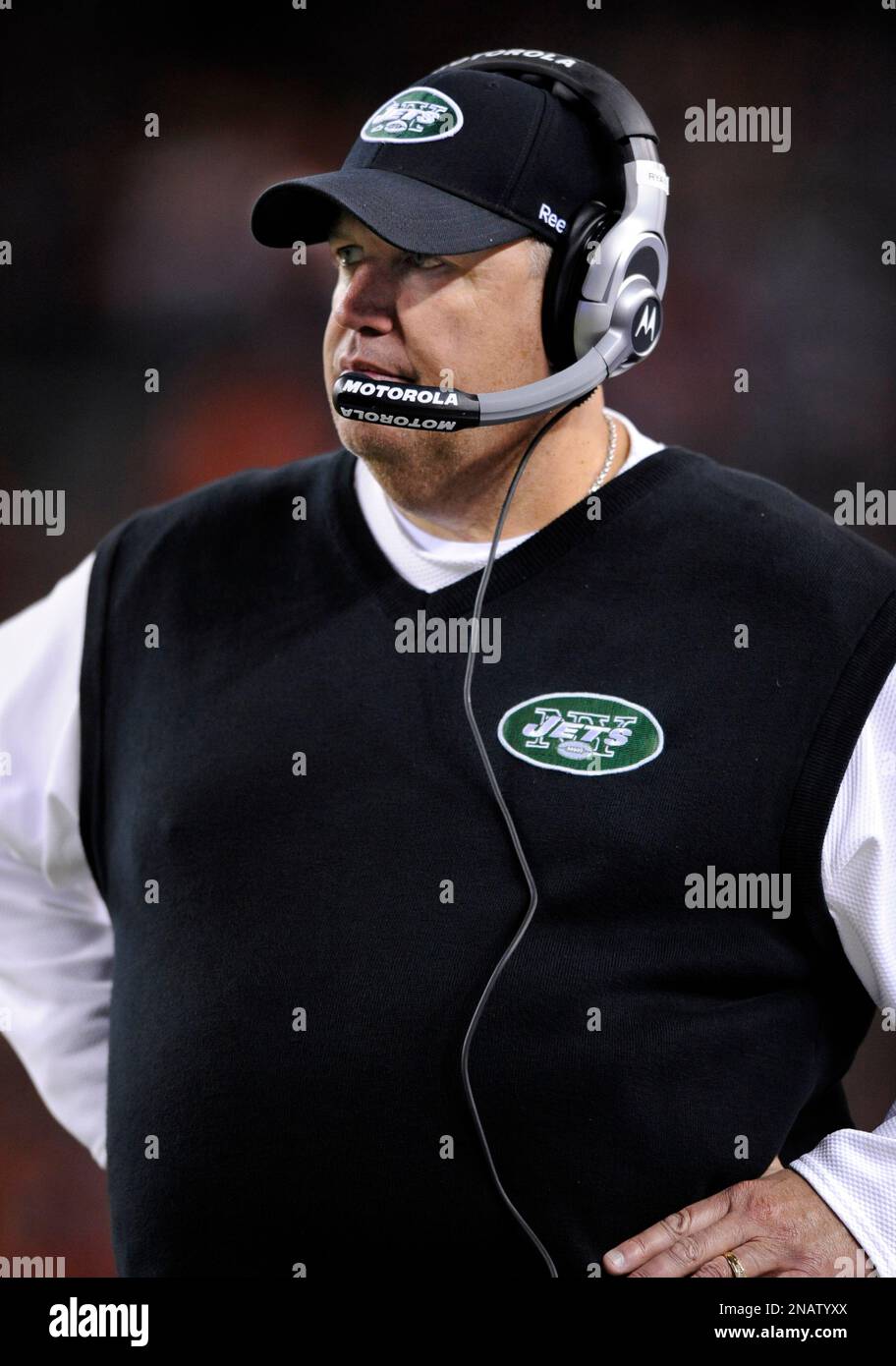 New York Jets coach Rex Ryan watches during an NFL football game ...