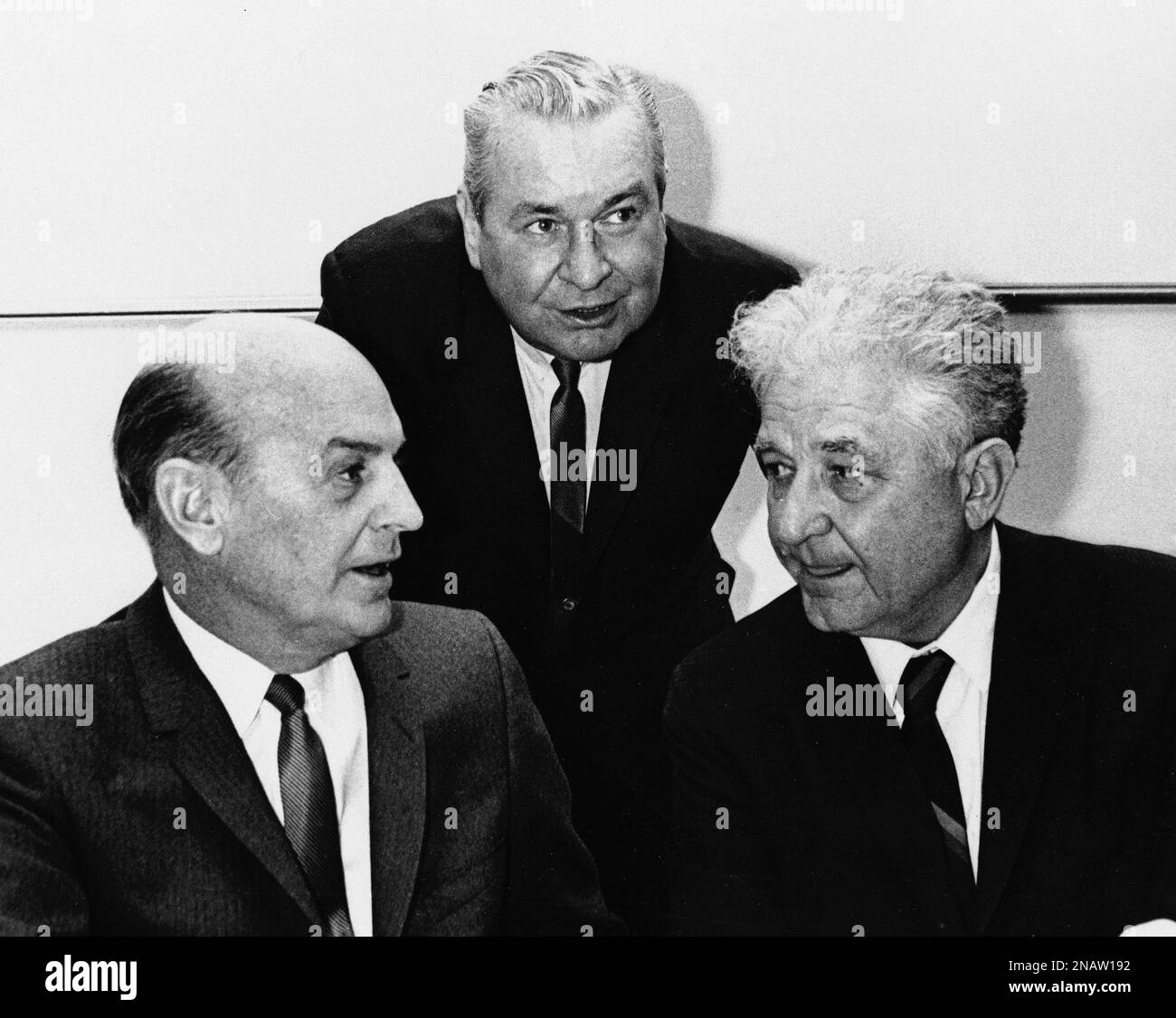 Cleveland Browns coach Paul Brown, Governor Jim Rhodes of Ohio, and Senator Frank Lausche (D ...