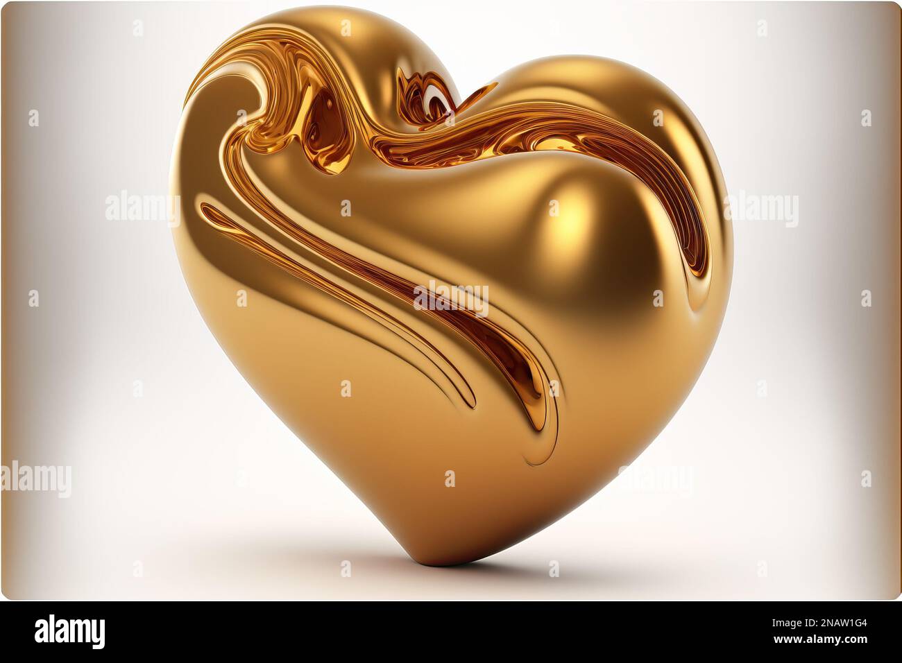 A 3D render of a golden heart design on a white background Stock Photo ...