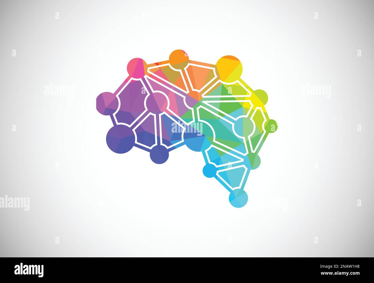 Modern low poly style brain logo design, Geometric and triangle brain ...