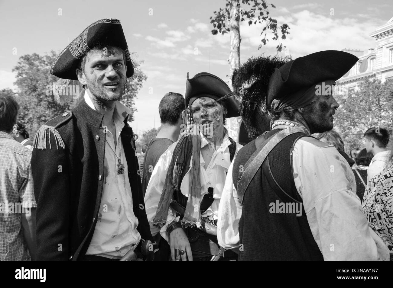 PARIS, FRANCE - OCTOBER 3, 2015: Young people in costumes of zombie ...