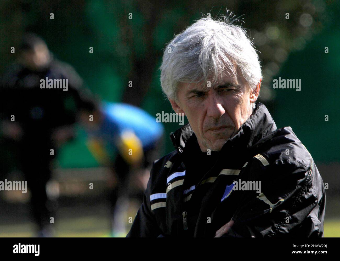 In this Wednesday, Nov. 16, 2011, Coach of Apoel Ivan Jovanovic is seen ...