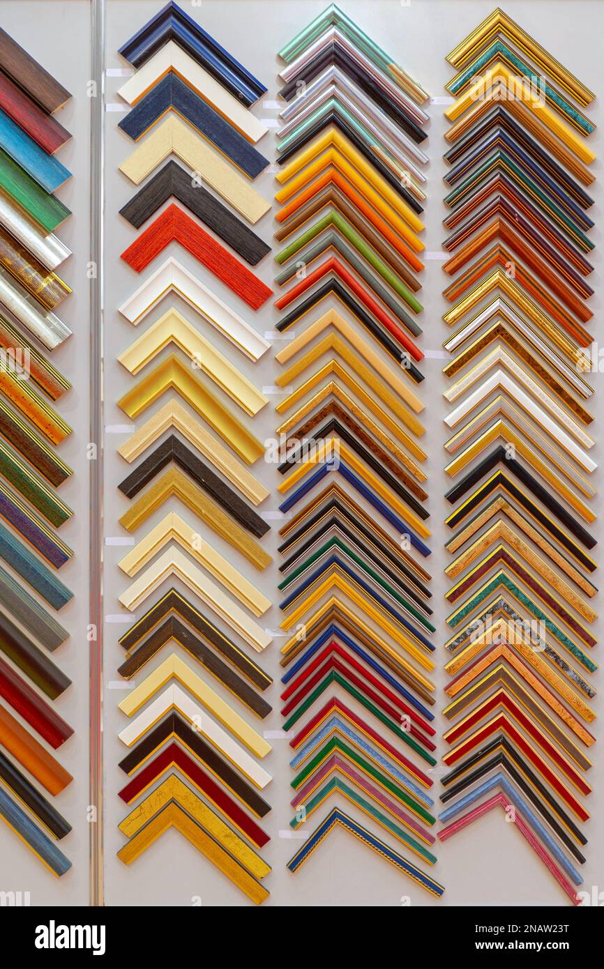 Picture Frame Corner Art Colour Samples at Wall Stock Photo - Alamy