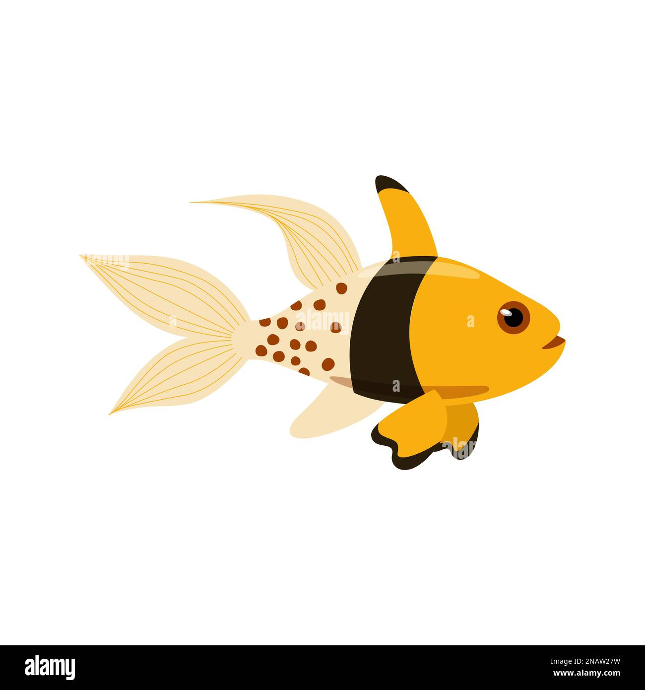 Decorative sea fish, gold. Vector marine fish isolated on white ...