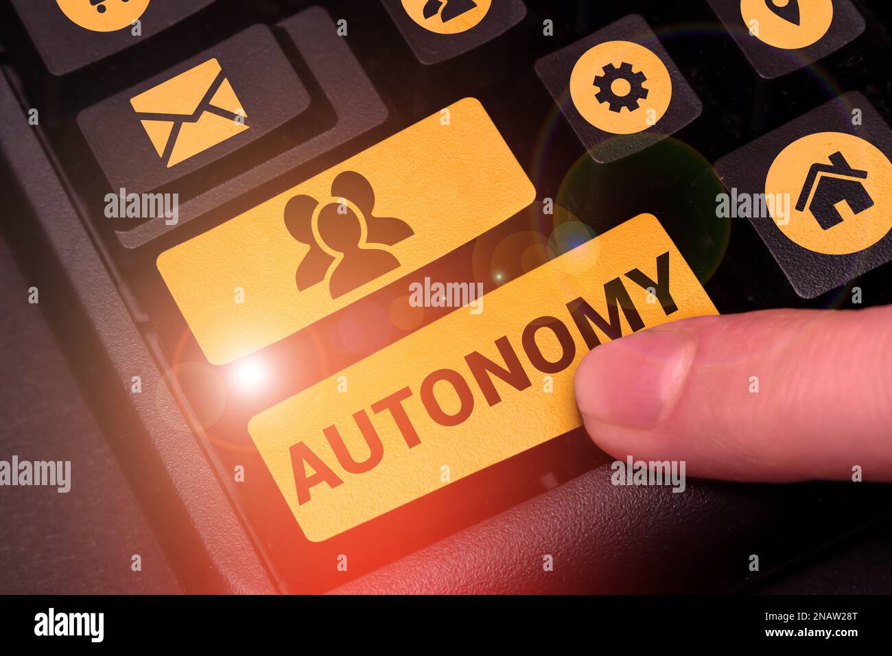 Sign displaying Autonomy. Business approach vehicle that can guide itself without human ...