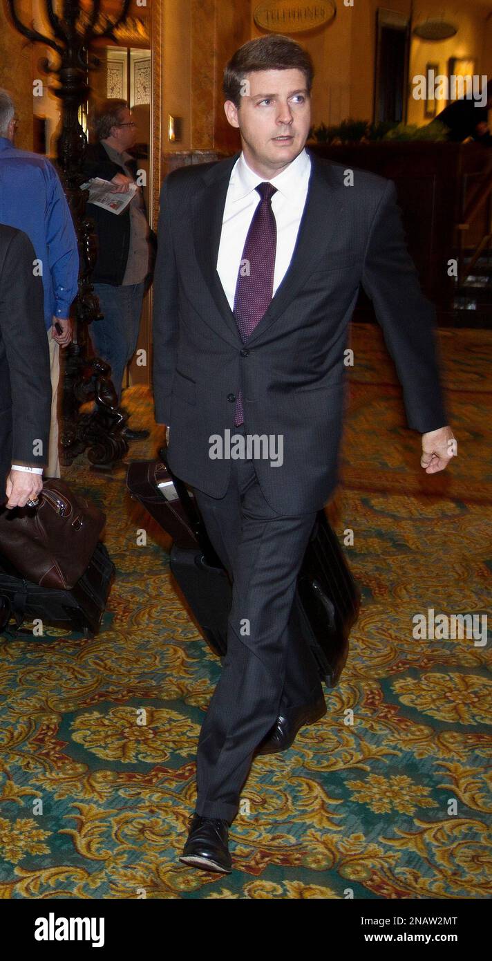 New York Yankees managing partner Hal Steinbrenner leaves a hotel after ...