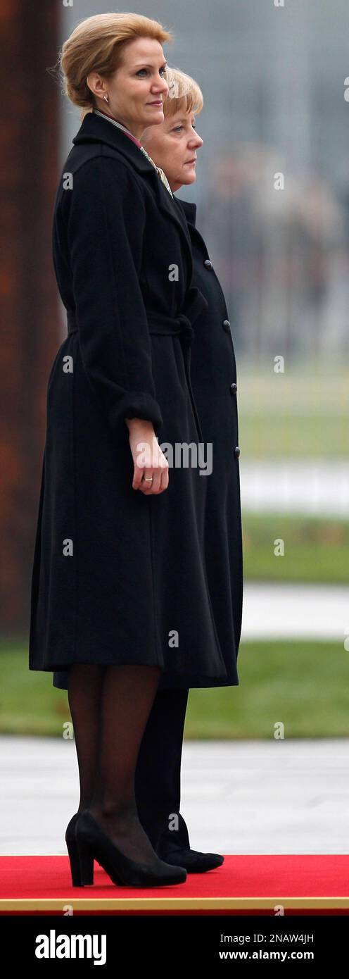German Chancellor Angela Merkel, right, and Prime Minister of Denmark ...