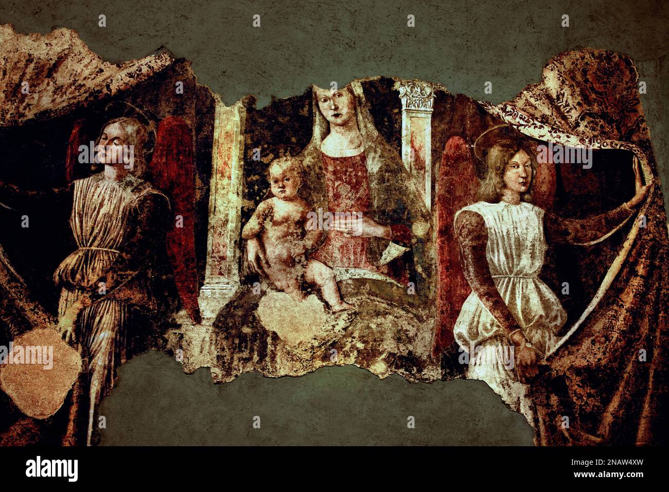 Matteo Lappoli 1450-1504, Madonna and Child between two angels holding ...