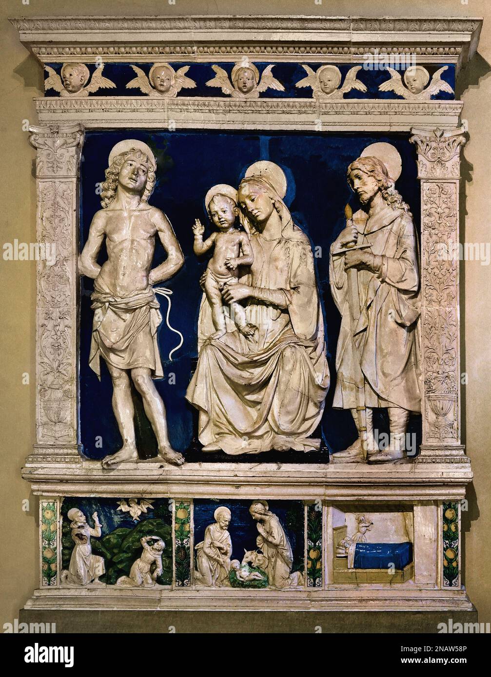 Madonna and Child with Saints Sebastian and Julian 1495- 1500 glazed ...