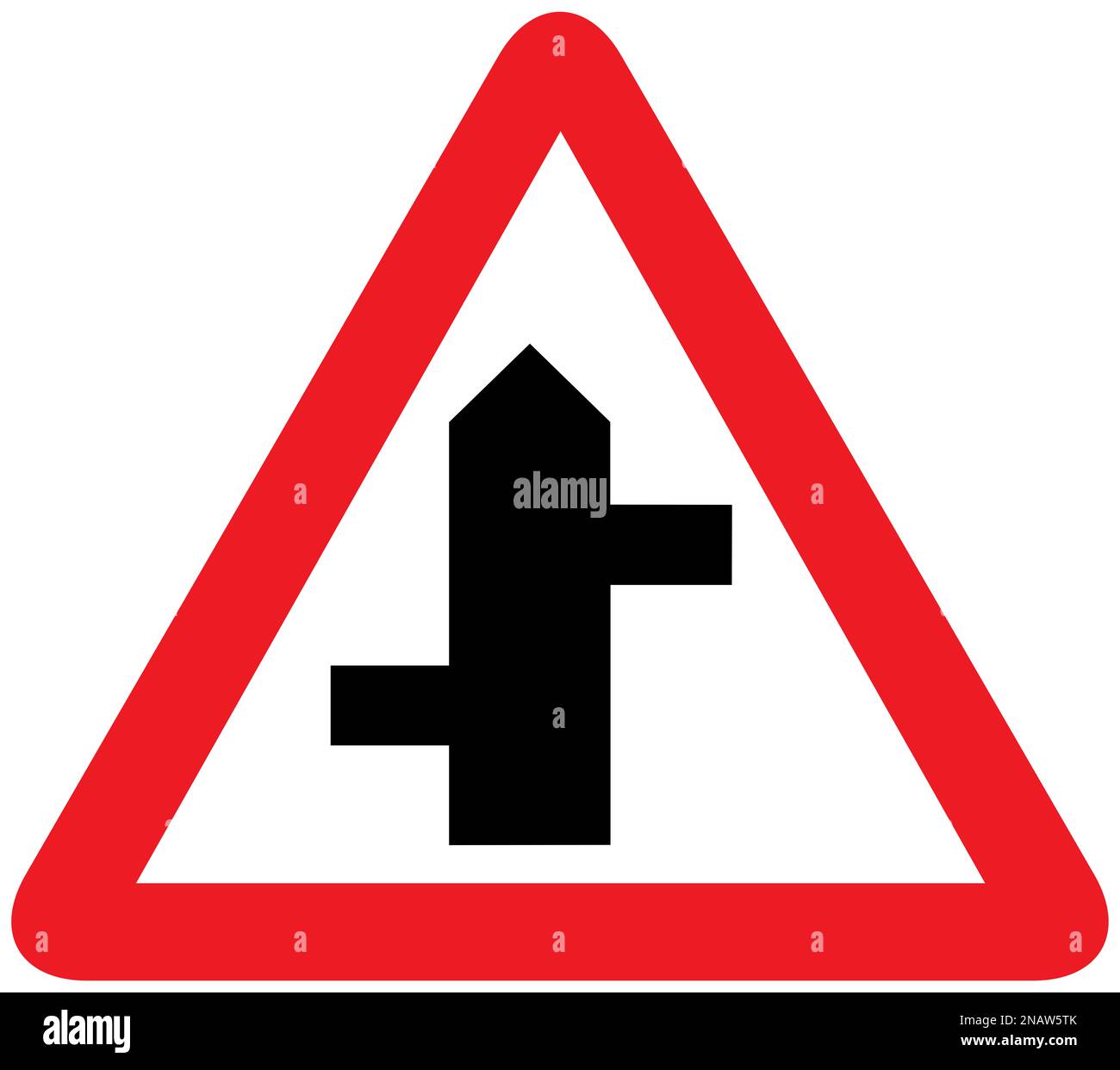 Staggered junction British road sign Stock Photo - Alamy