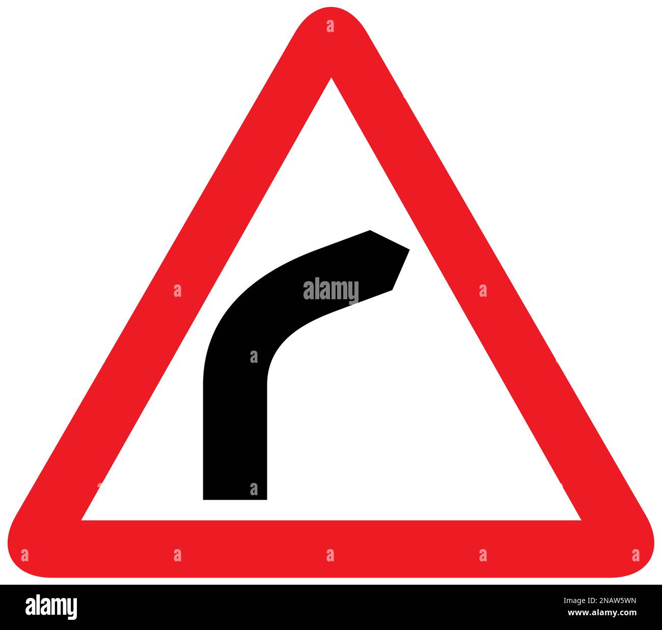 Bend to right British road sign Stock Photo - Alamy