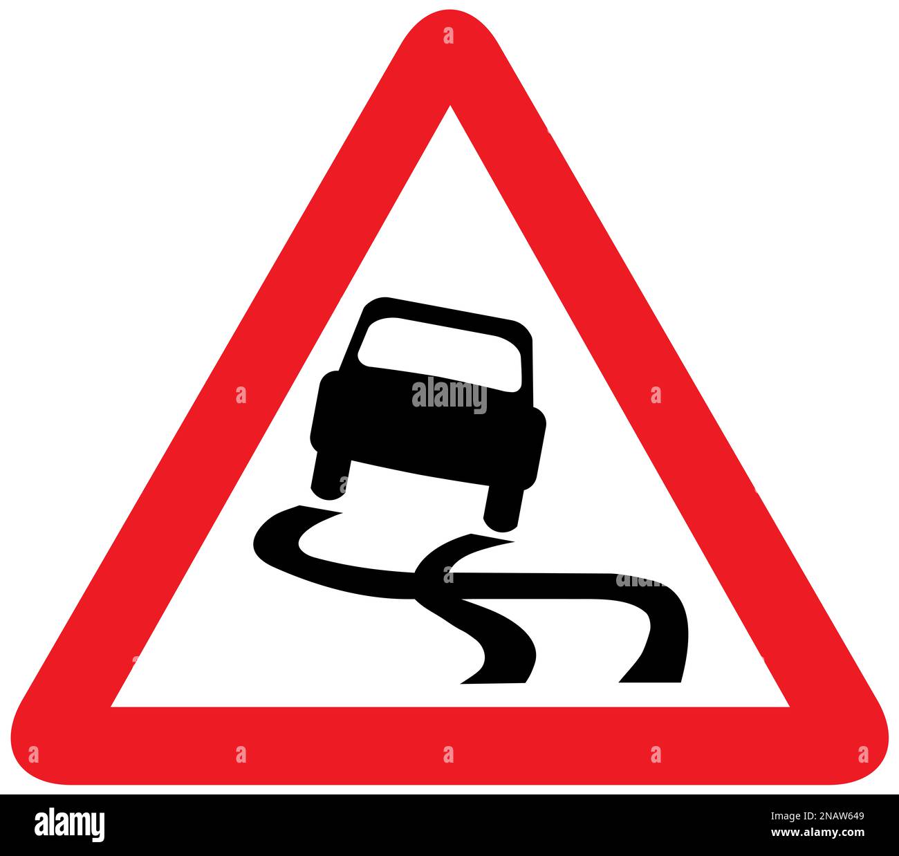 Slippery road British road sign Stock Photo - Alamy