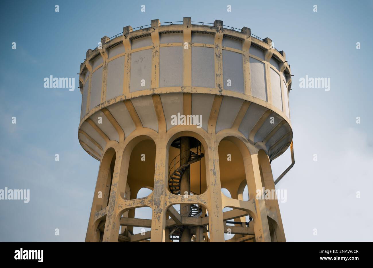 Bangkok, Thailand - 09 Feb, 2023 - An old water tower made of cement ...