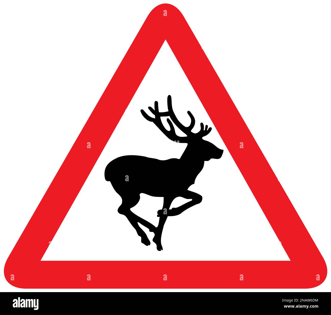 Wild animals likely to be on the road ahead British road sign Stock ...
