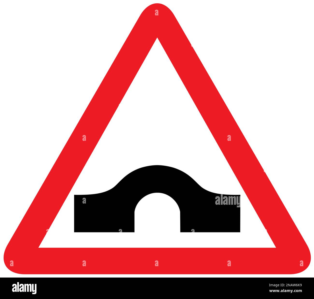 Hump bridge ahead British road sign Stock Photo - Alamy