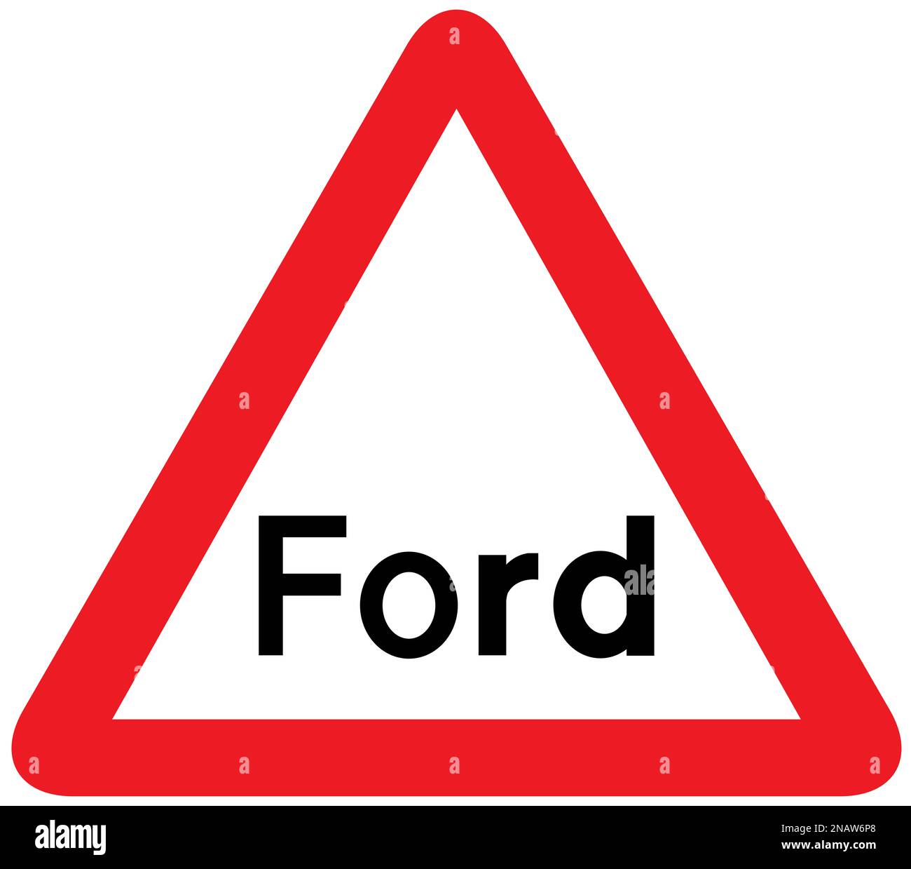 Ford ahead British road sign Stock Photo - Alamy