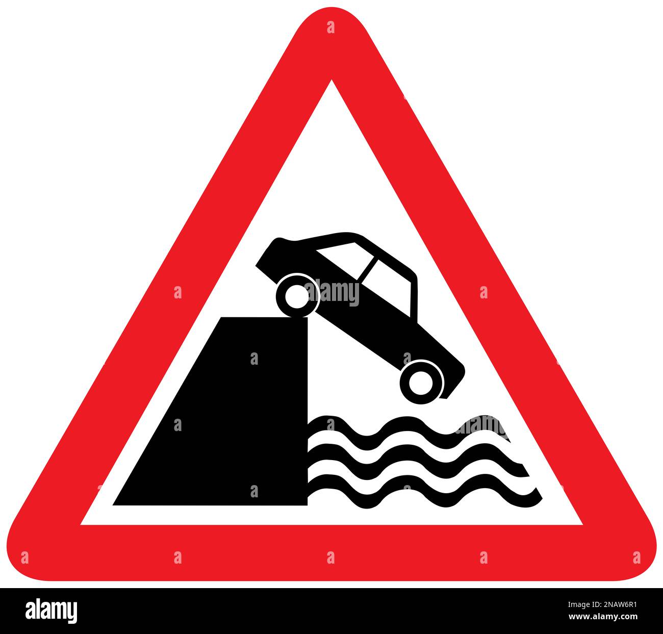 Quayside or river bank ahead British road sign Stock Photo - Alamy