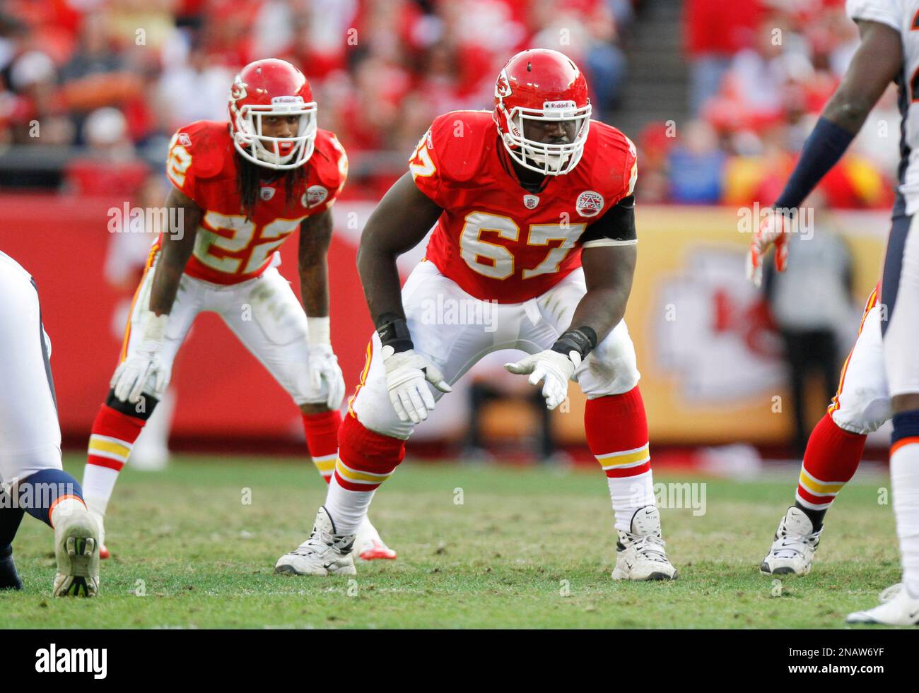 Kansas City Chiefs offensive tackle Barry Richardson (67) lines up ...